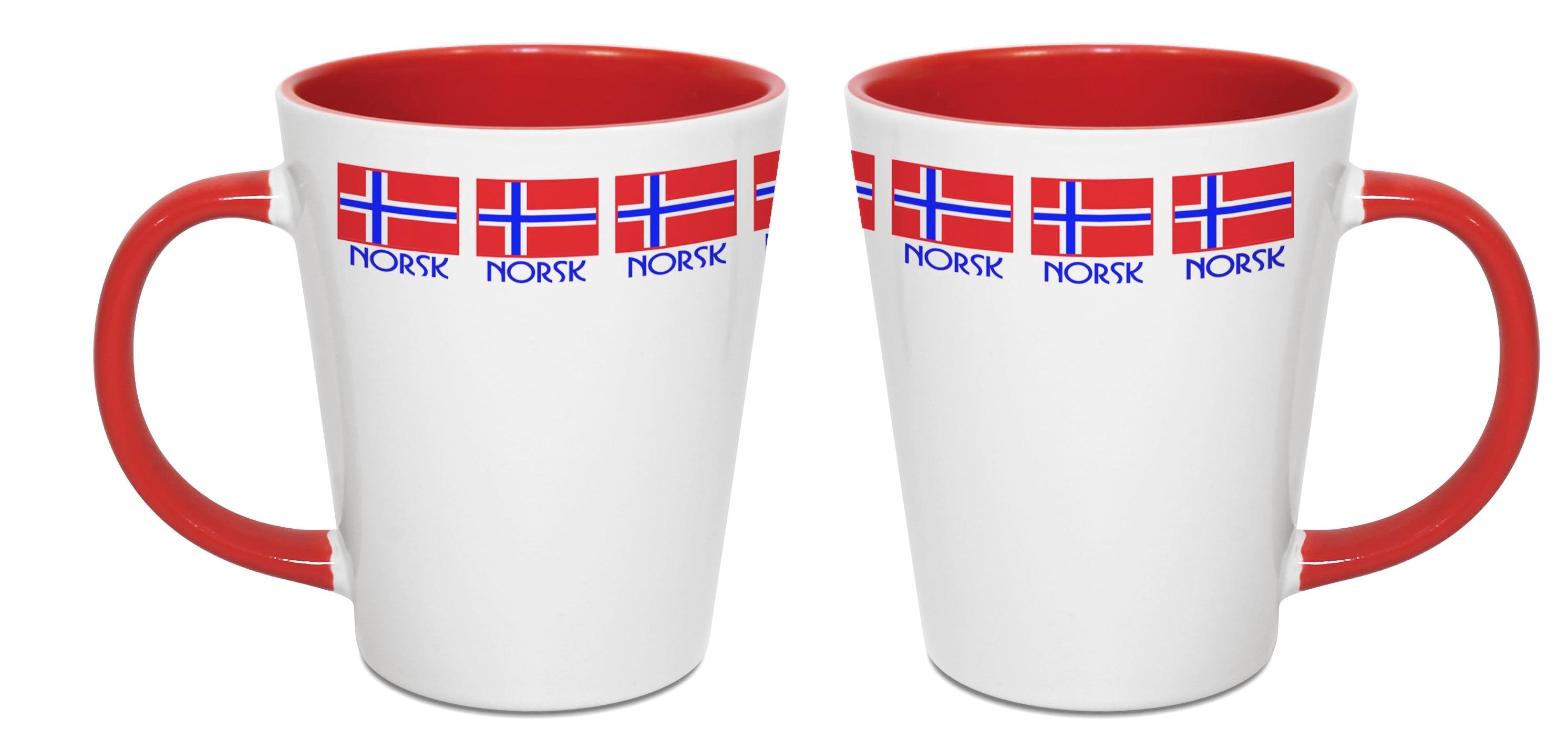 18012-02 Latte Mug: Norwegian Flags – Bergquist Imports