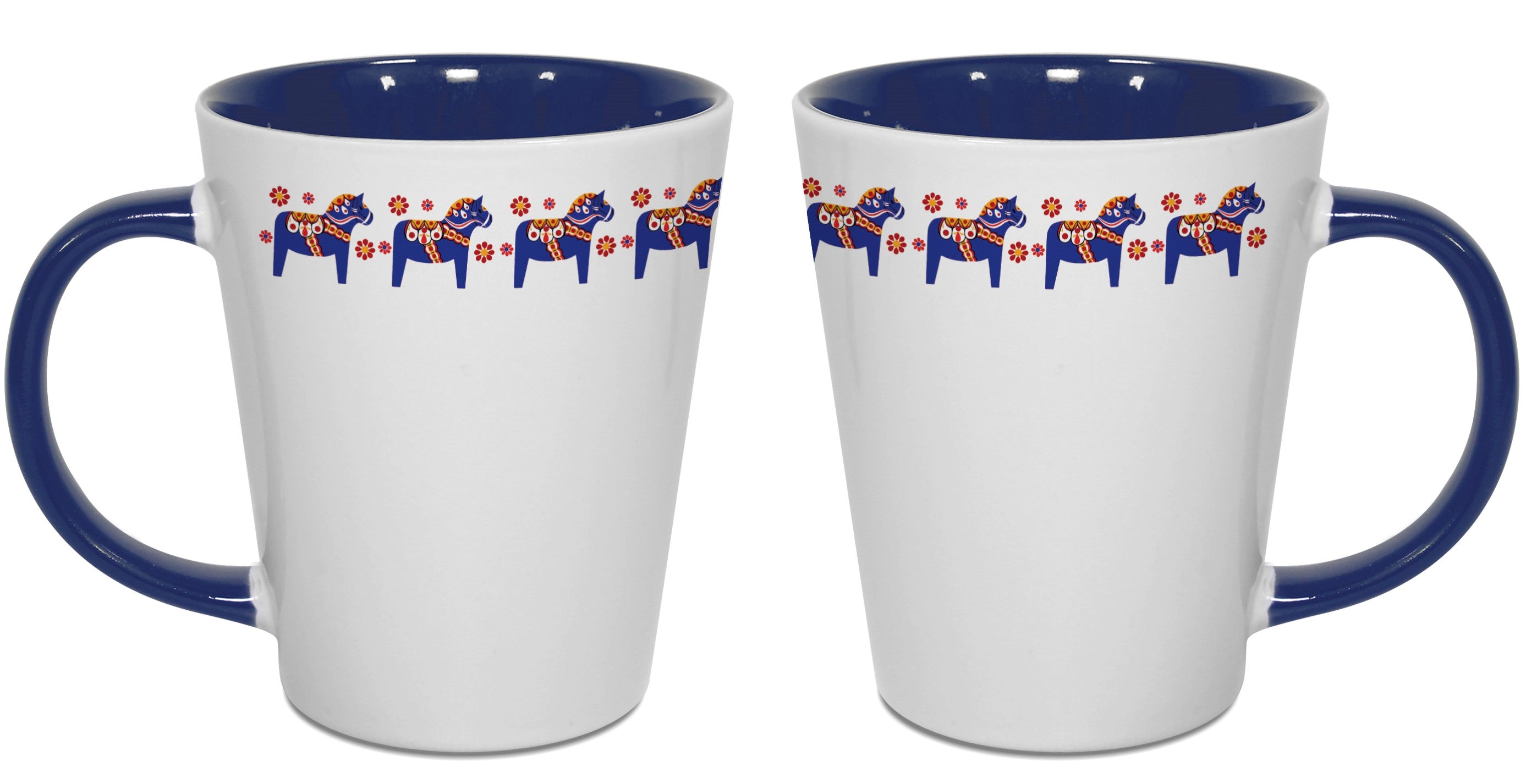 18048-01 Latte Mug: Blue Dala Horses – Bergquist Imports