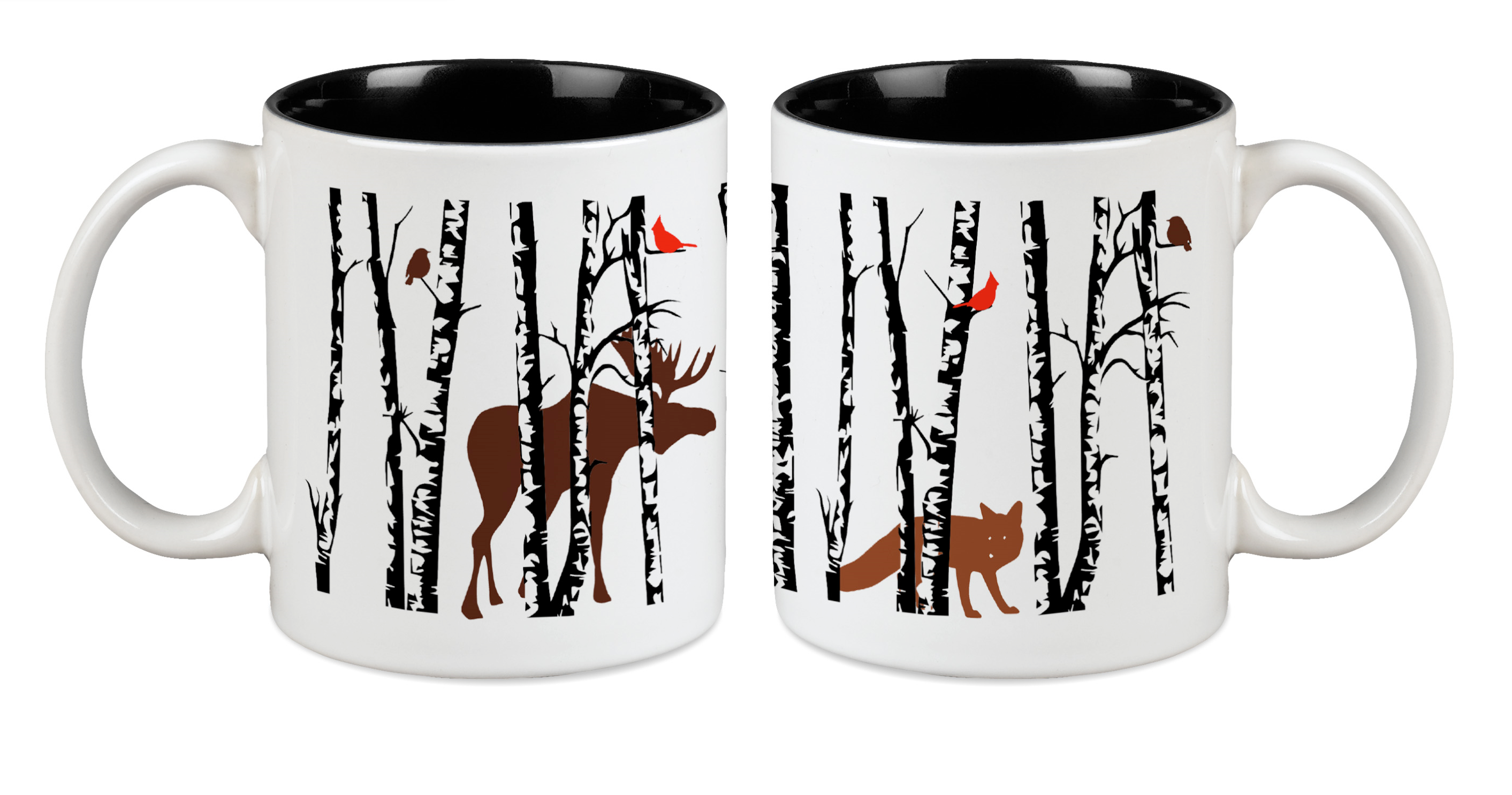 18312-00 C Mug: Fox/Moose In Birch – Bergquist Imports